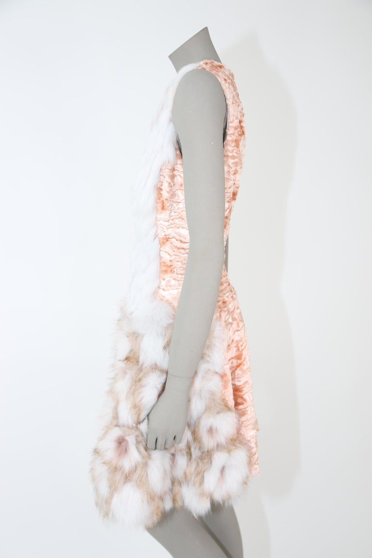 Pelush Couture White Faux Fur Dress With Three Dimensional Flowers - Small For Sale at 1stDibs ...