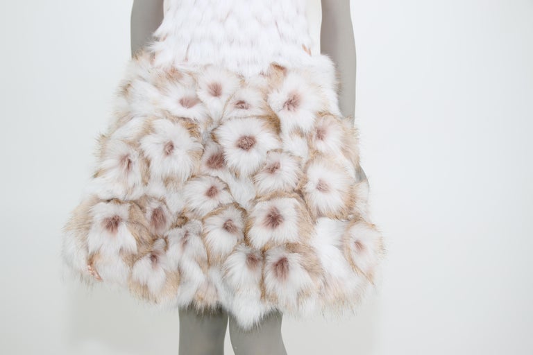 Pelush Couture White Faux Fur Dress With Three Dimensional Flowers - Small For Sale at 1stDibs ...