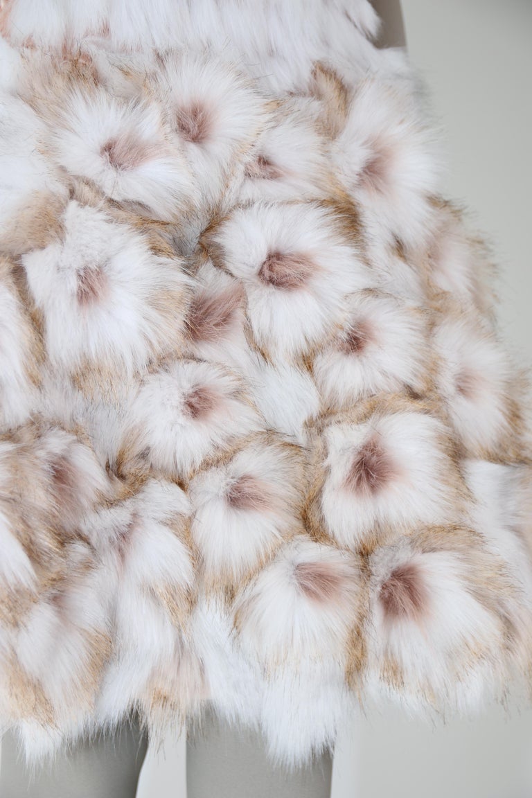 Pelush Couture White Faux Fur Dress With Three Dimensional Flowers - Small For Sale at 1stDibs ...