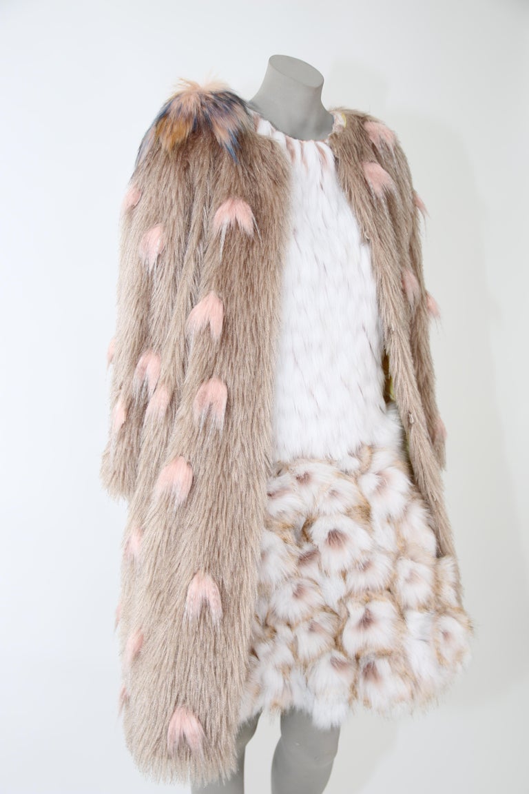 Pelush Couture White Faux Fur Dress With Three Dimensional Flowers - Small For Sale at 1stDibs ...