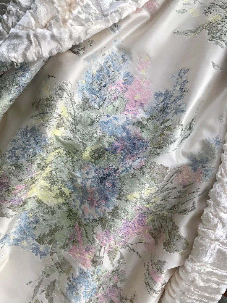 Pelush Ivory Astrakhan Faux Fur Coat With Belt And Jeweled Collar - Medium For Sale at 1stDibs