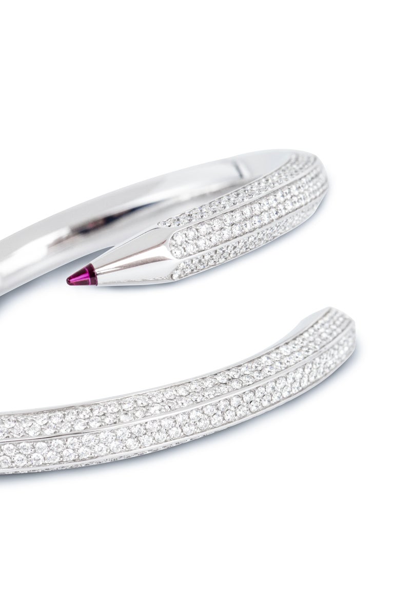 Pencil Collection Bracelet - Pave' with 6.64 cts Diamonds and Ruby ...