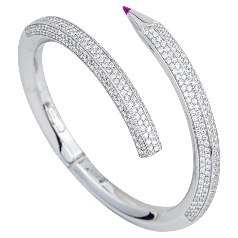 Pencil Collection Bracelet - Pave' with 6.64 cts Diamonds and Ruby ...