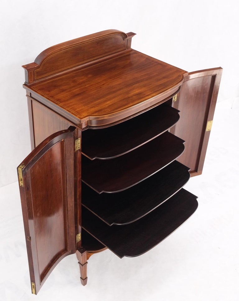 Pencil Inlay Mahogany Bow Front Pull Out Shelves Record Cabinet Storage ...
