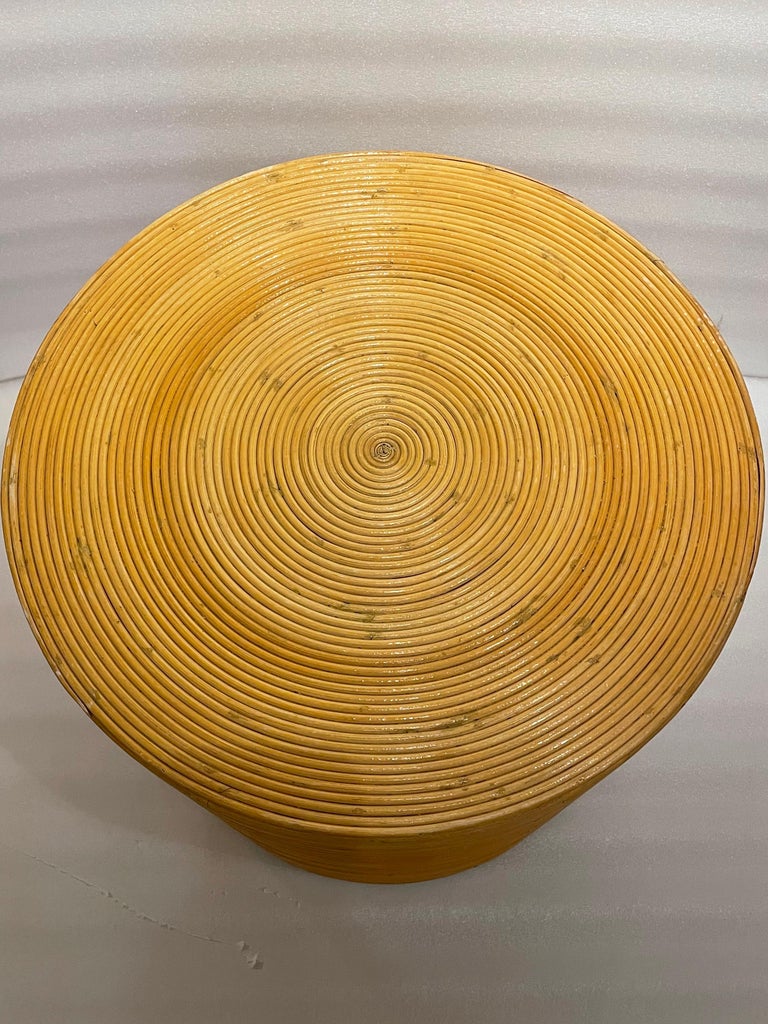 Pencil Reed Bamboo Pedestal End Table For Sale at 1stDibs
