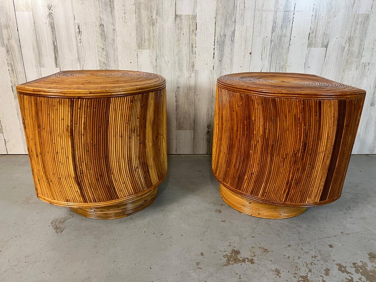 Pencil Reed Circular Night Stands For Sale at 1stDibs