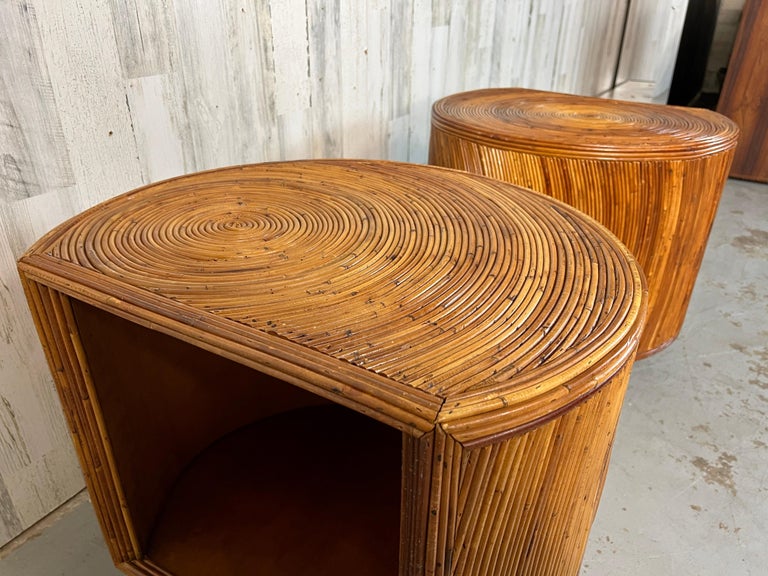 Pencil Reed Circular Night Stands For Sale at 1stDibs
