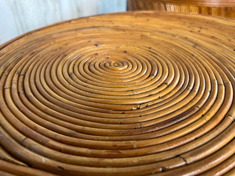 Pencil Reed Circular Night Stands For Sale at 1stDibs