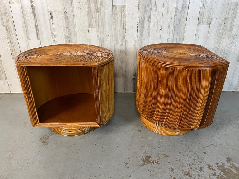 Pencil Reed Circular Night Stands For Sale at 1stDibs