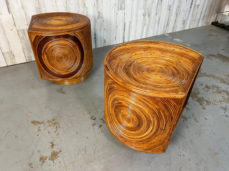 Pencil Reed Circular Night Stands For Sale at 1stDibs