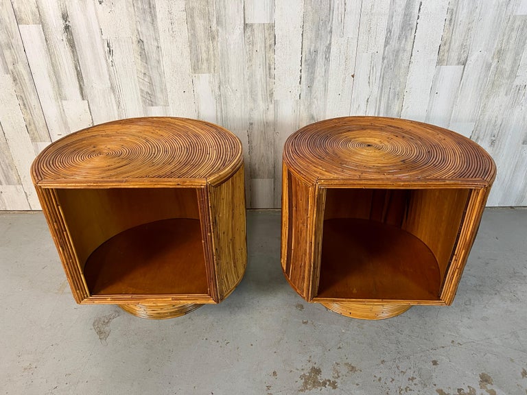 Pencil Reed Circular Night Stands For Sale at 1stDibs