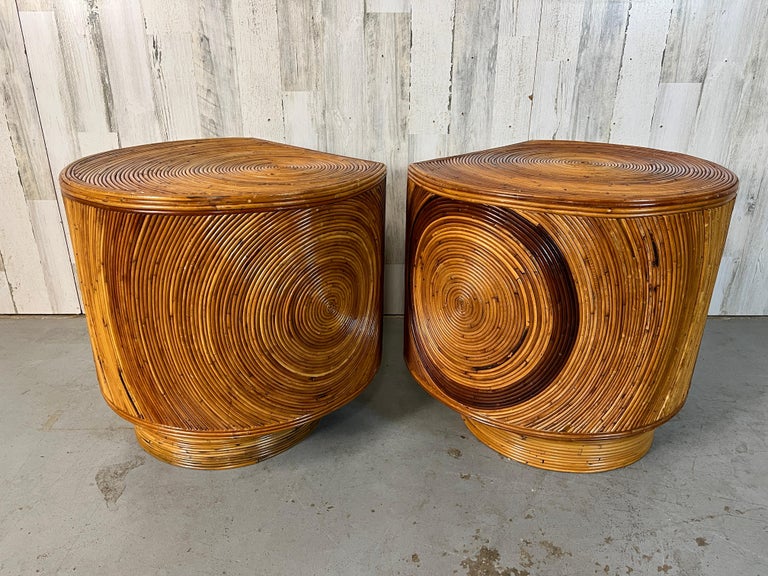 Pencil Reed Circular Night Stands For Sale at 1stDibs