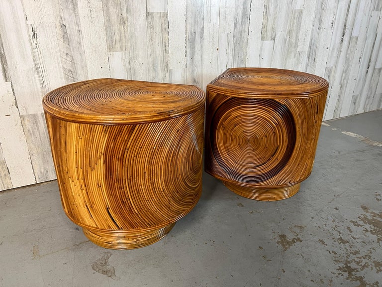 Pencil Reed Circular Night Stands For Sale at 1stDibs