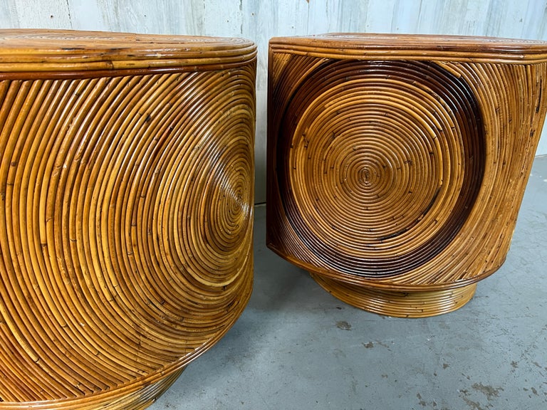 Pencil Reed Circular Night Stands For Sale at 1stDibs