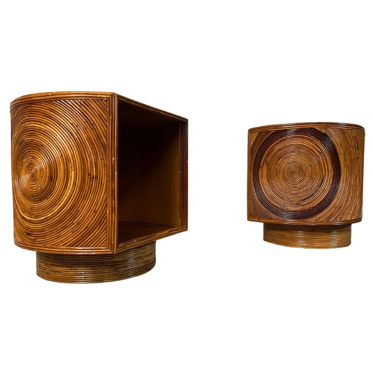 Pencil Reed Circular Night Stands For Sale at 1stDibs