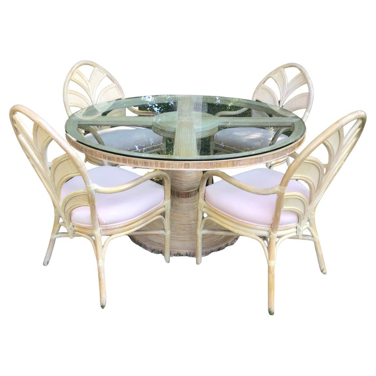 Pencil Reed Dining Table and 4 Chairs For Sale at 1stDibs