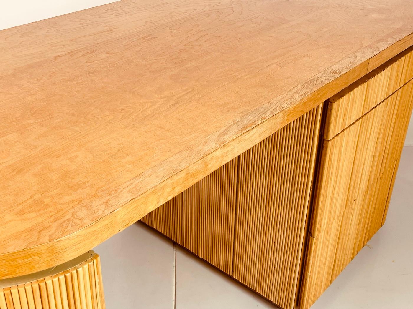 Pencil Reed Executive Desk in the Style of Karl Springer, USA 1970's ...