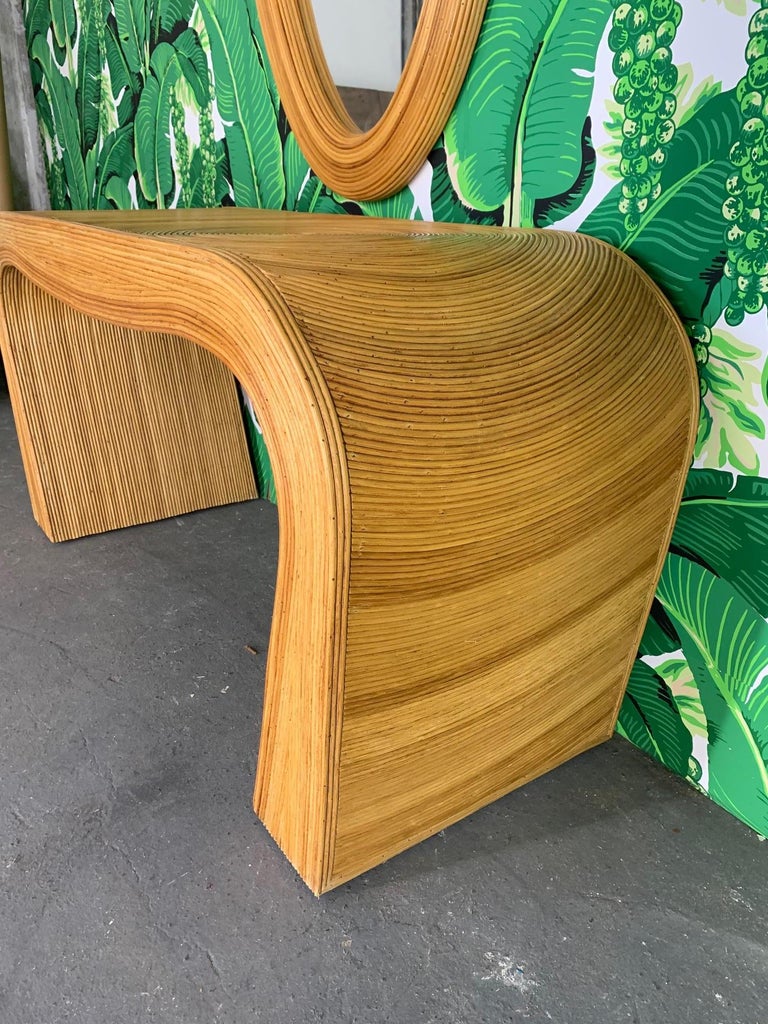 Pencil Reed Rattan Console Table and Mirror at 1stDibs