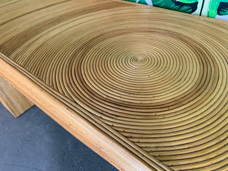 Pencil Reed Rattan Console Table and Mirror at 1stDibs