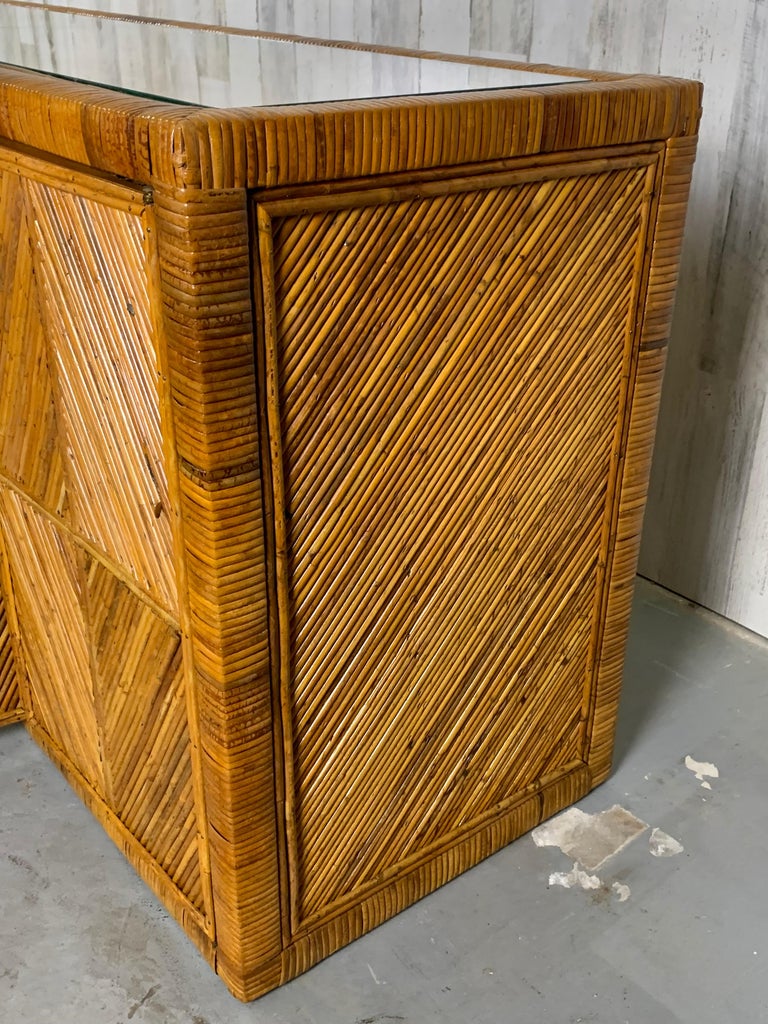Pencil Reed Rattan Diamond Design Credenza at 1stDibs