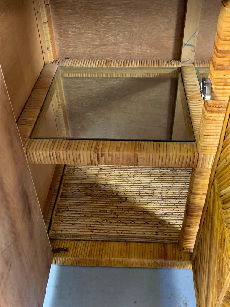 Pencil Reed Rattan Diamond Design Credenza at 1stDibs