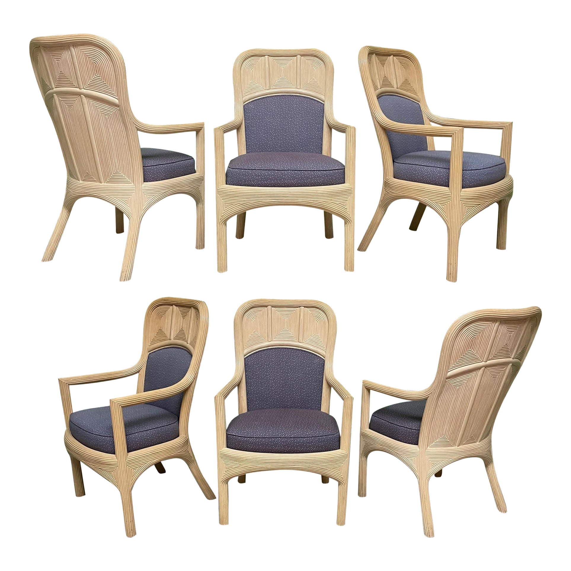 Pencil Reed Rattan Dining Chairs For Sale at 1stDibs