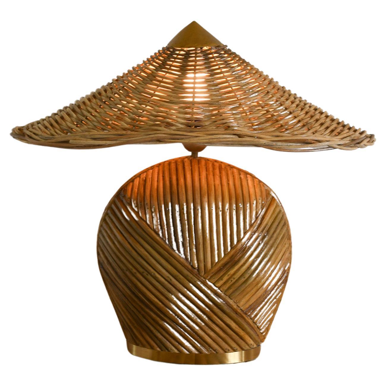 Pencil Reed Rattan Table Lamp mid century modern For Sale at 1stDibs