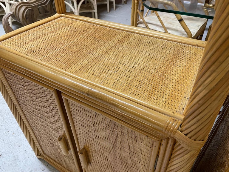 Pencil Reed Rattan Wrapped Etageres, a Pair at 1stDibs