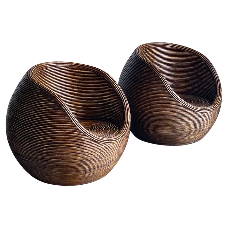 Pencil Reed / Split Reed Organic Pair of Pod / Tub Chairs at 1stDibs