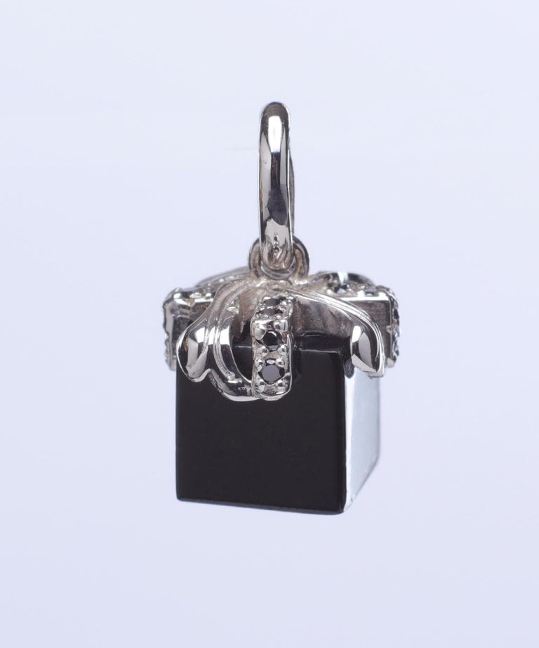 Pendant: Black Diamonds White Gold on a Black Spinel Cube For Sale at ...