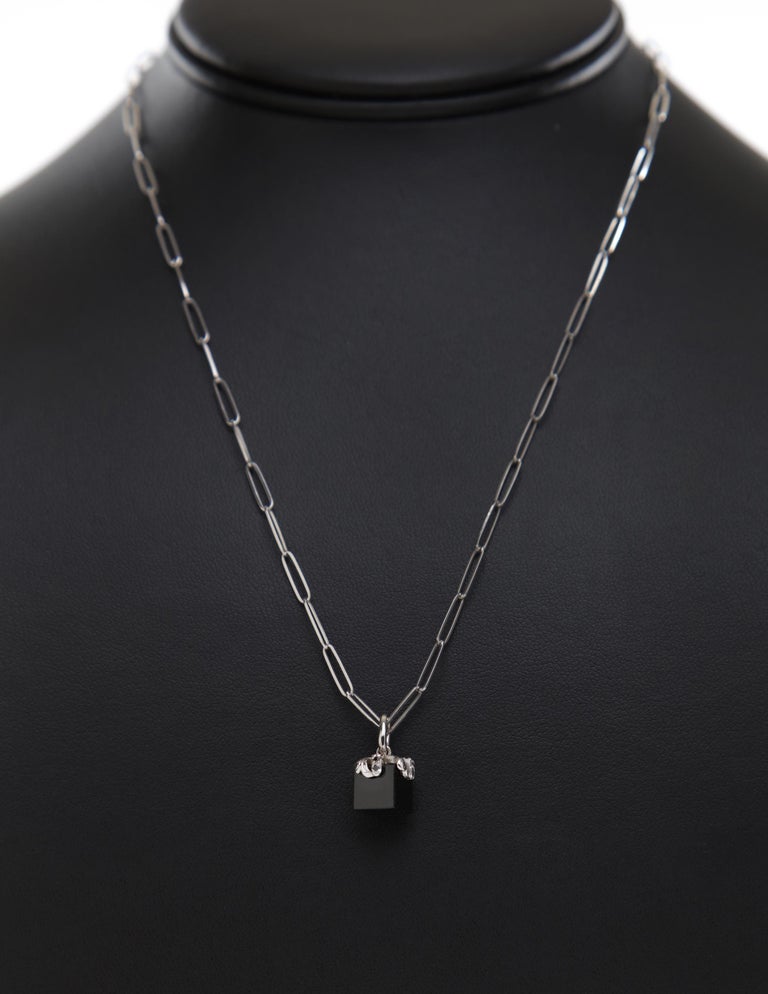 Pendant: Black Diamonds White Gold on a Black Spinel Cube For Sale at ...
