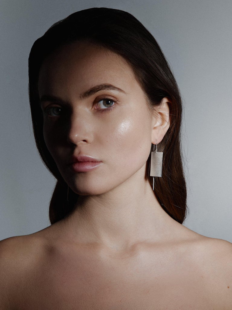 Pendant contemporary threaders chain earrings with minimalistic linear ...
