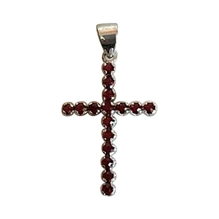 Pendant in 18 Karat White Gold Shaped like Cross with 16 Red Stones at ...