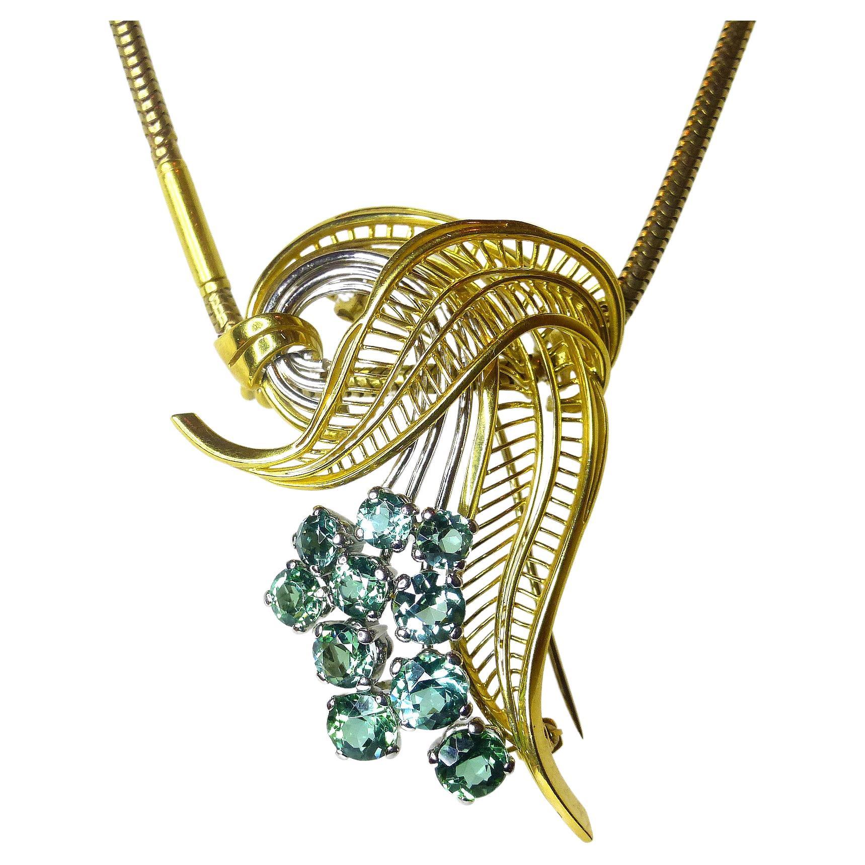 TG 2.25 Carat Green Tourmaline Yellow Gold Pendant Necklace For Sale at ...