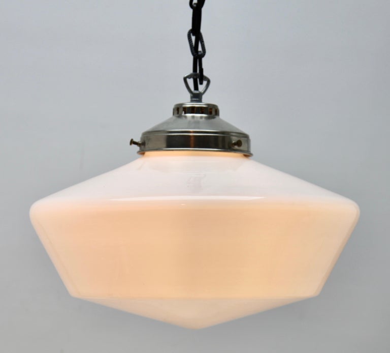 Pendant Lamp with a Opaline Shade, 1930s, Netherlands For Sale at 1stDibs