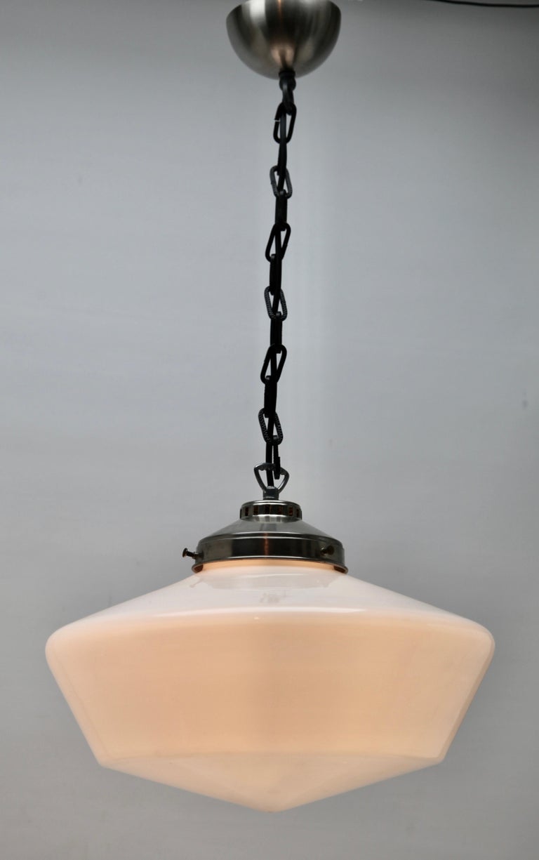 Pendant Lamp with a Opaline Shade, 1930s, Netherlands For Sale at 1stDibs