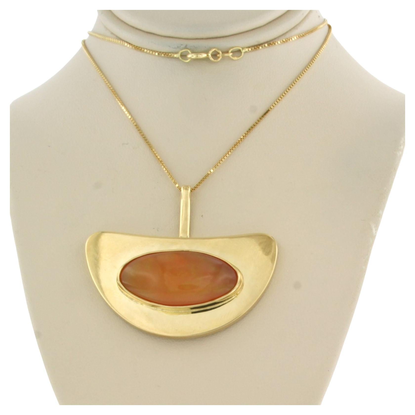 Oval Opal Pendant 18k Yellow Gold For Sale at 1stDibs