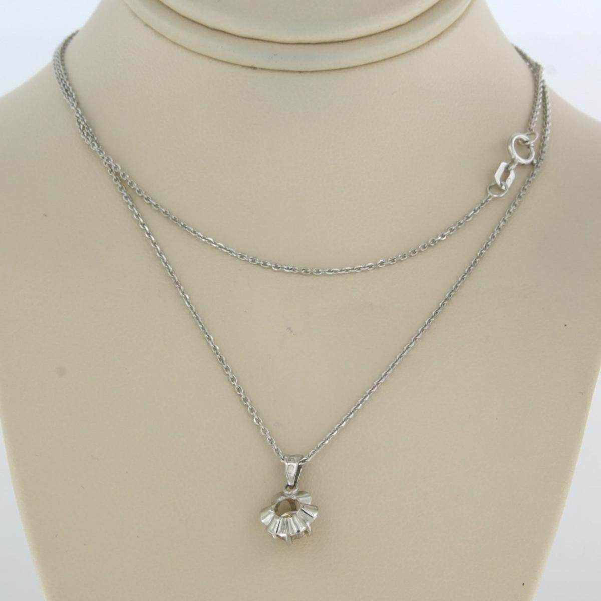 Pendant Necklace with Old European cut diamond 0.50 ct 14k white gold ...