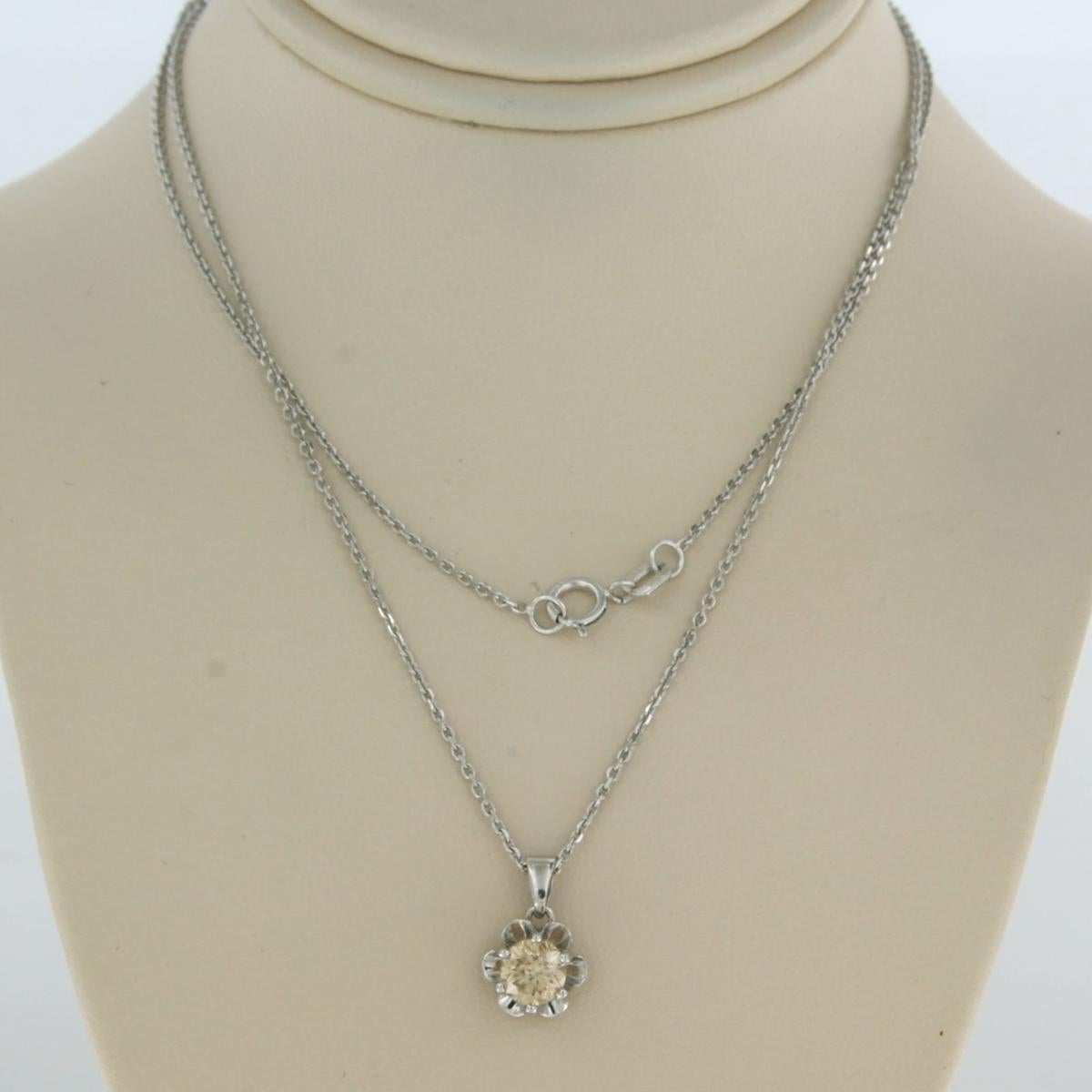 Pendant Necklace with Old European cut diamond 0.50 ct 14k white gold ...