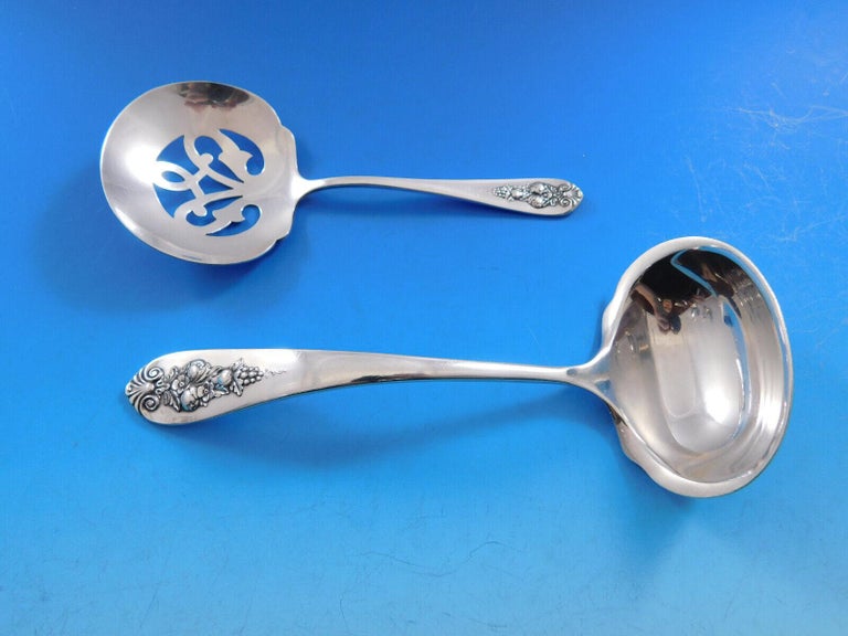 Pendant of Fruit by Lunt Sterling Silver Flatware Set for 12 Service 84 ...