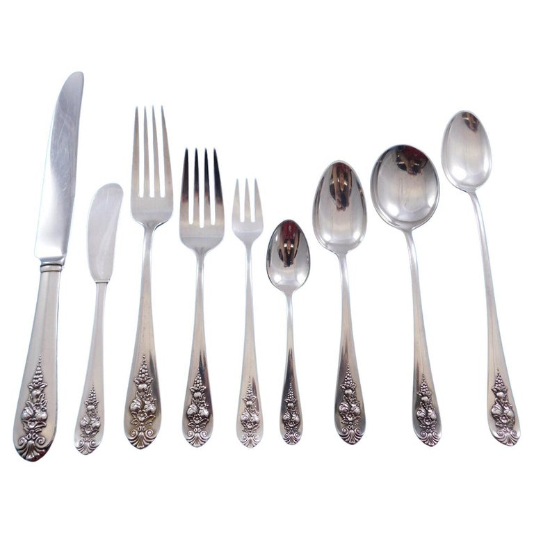 Pendant of Fruit by Lunt Sterling Silver Flatware Set for 8 Service 89 ...