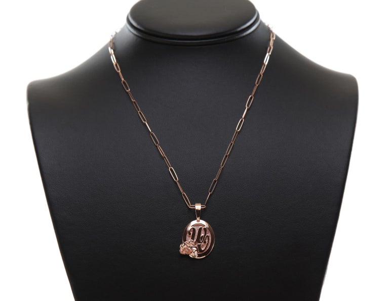Pendant, Rose Gold Logo Charm Embossed with a Moth Orchid 'Phalaenopsis ...
