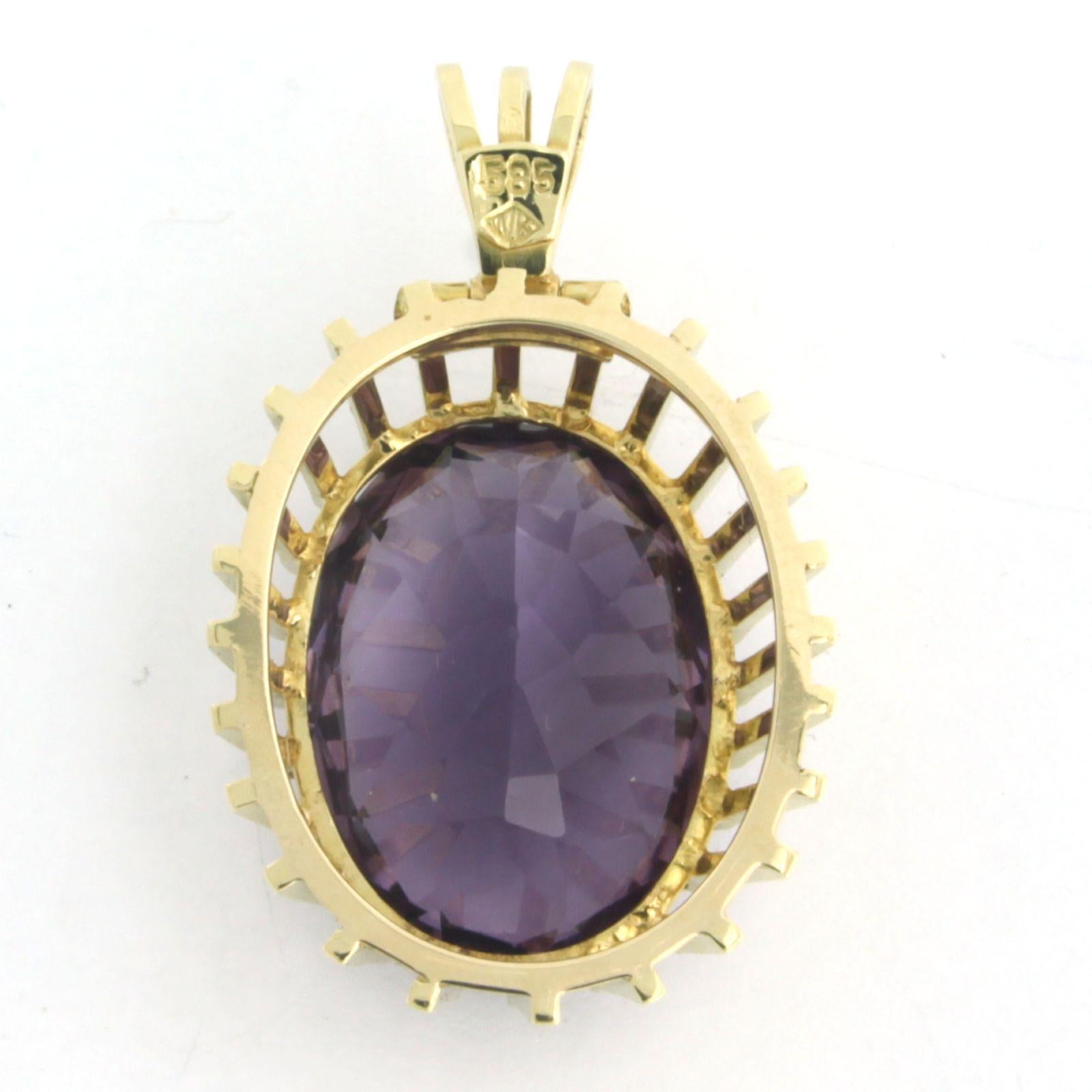Pendant set with amethyst 14k yellow gold For Sale at 1stDibs