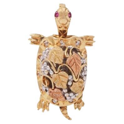 Frederic Sage Large Mother and Child Turtle Pendant For Sale at 1stDibs