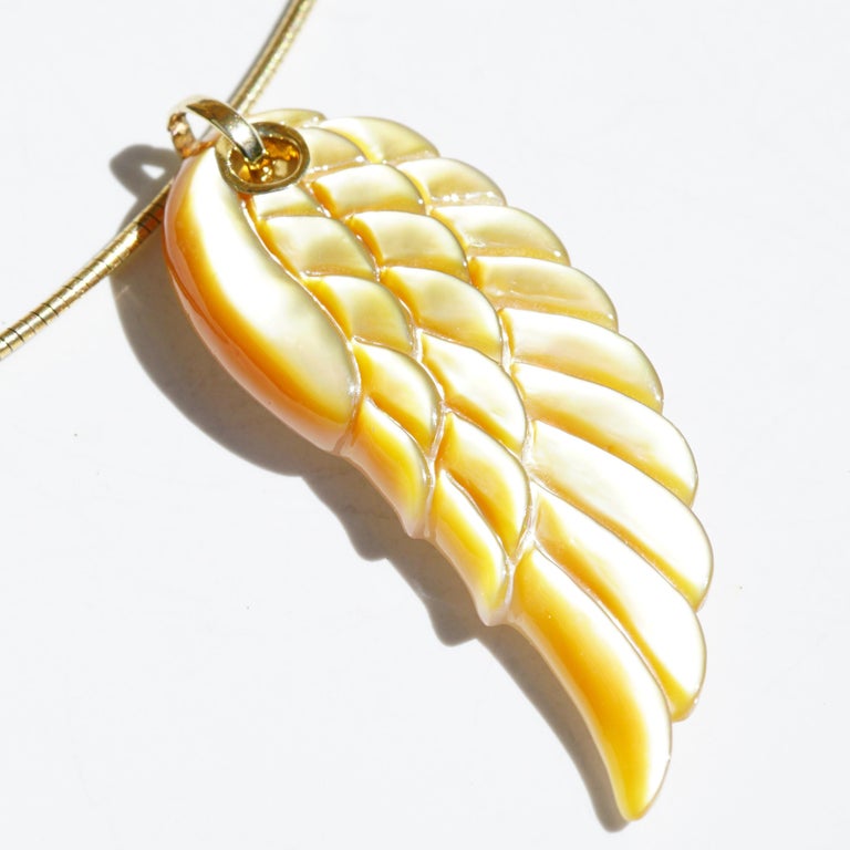 Pendant Wing Mother-of-pearl Gold Angel Wings a Perfect Gift Noble For ...