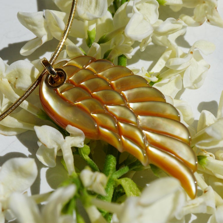 Pendant Wing Mother-of-pearl Gold Angel Wings a Perfect Gift Noble For ...