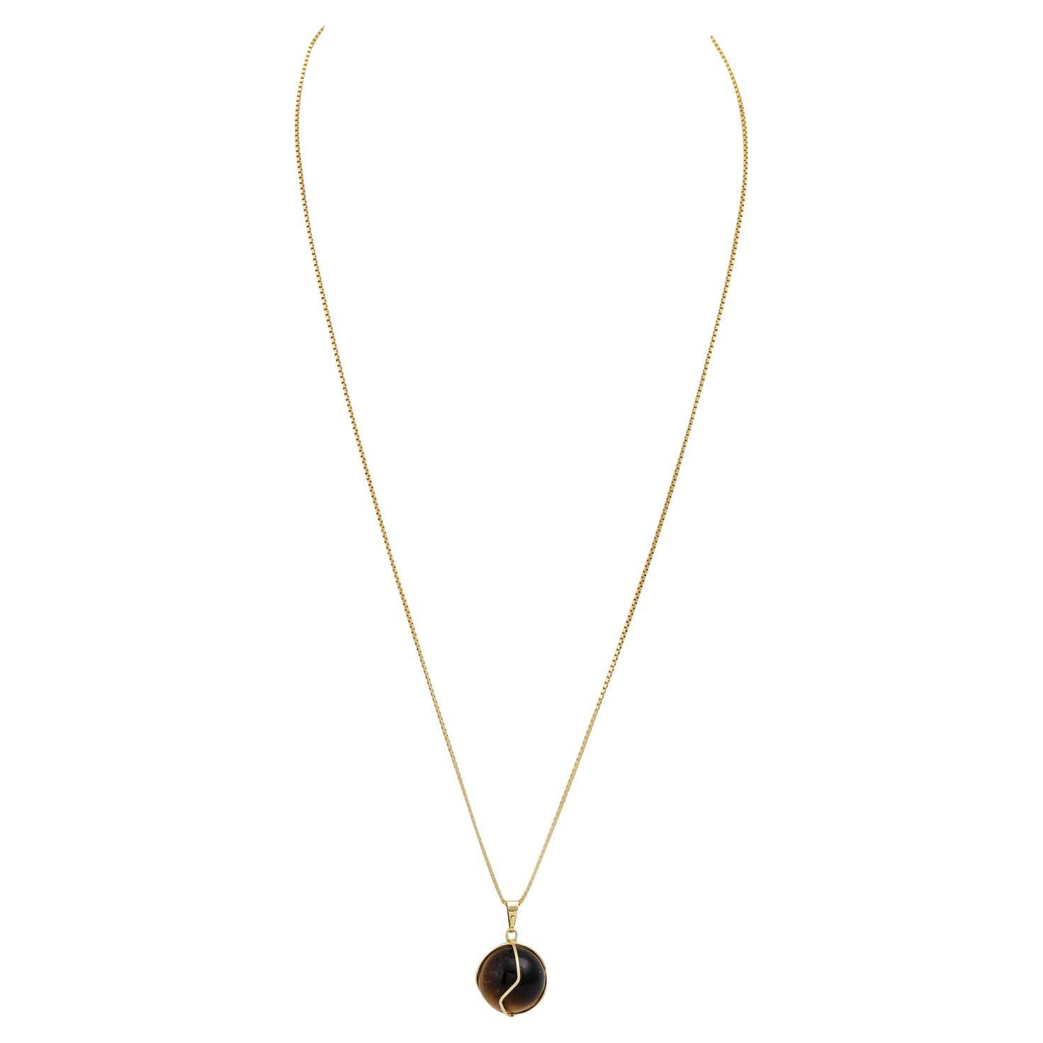 Burberry of London Tiger Eye Stone Chain Pendant For Sale at 1stDibs