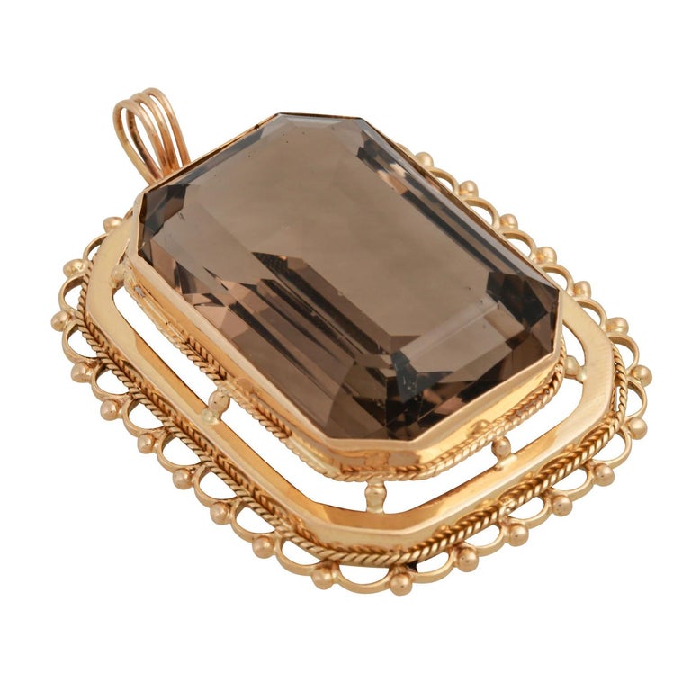 Pendant with large smoky quartz For Sale at 1stDibs