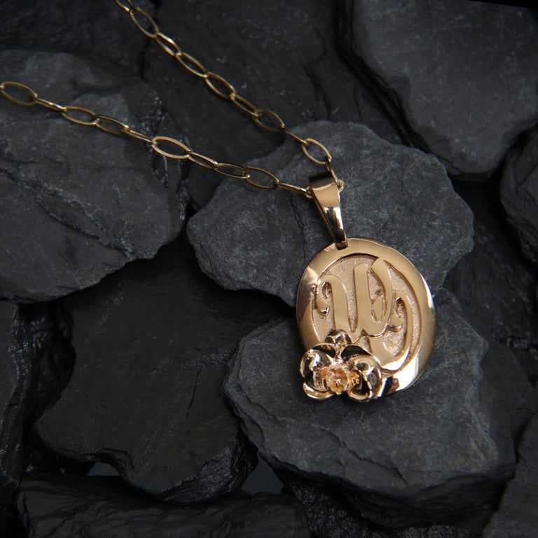 Pendant, Yellow Gold Logo Charm Embossed with a Moth Orchid ...