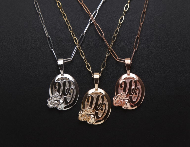 Pendant, Yellow Gold Logo Charm Embossed with a Moth Orchid ...